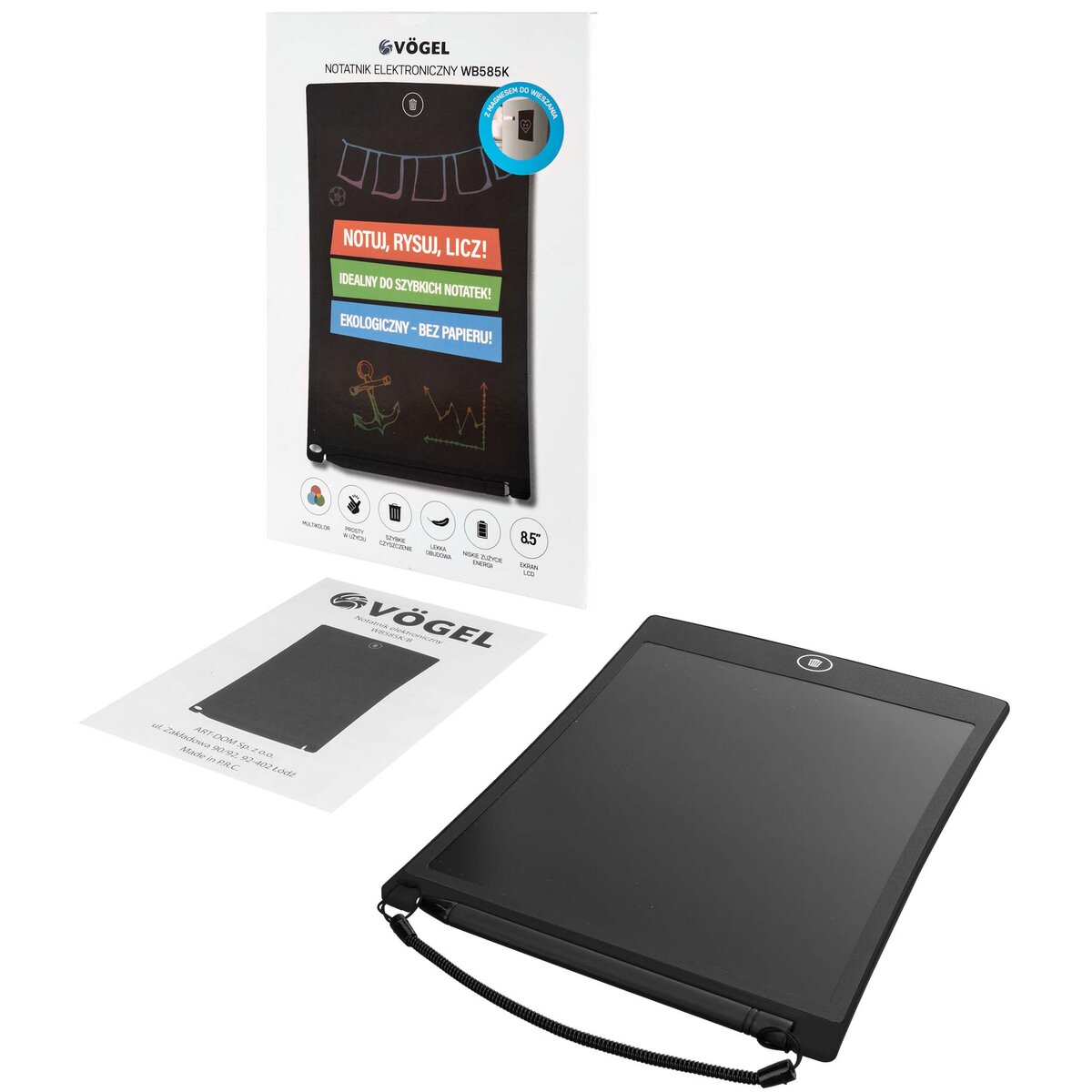 Notatnik cyfrowy VÖGEL WB585K Czarny ekran multikolor cena, opinie ...