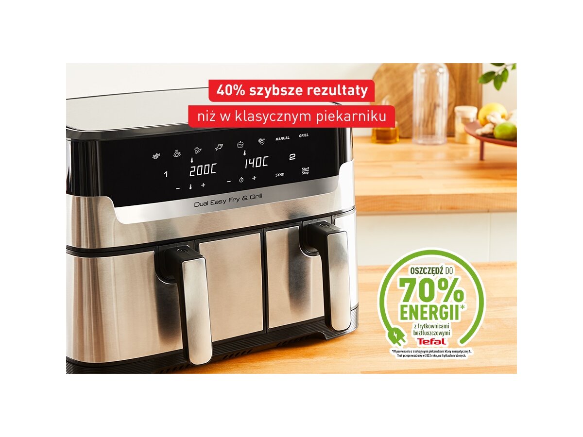 Frytkownica beztłuszczowa TEFAL Dual Easy Fry & Grill EY905D10 Air ...