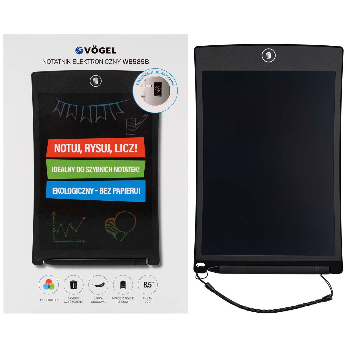Notatnik cyfrowy VÖGEL WB585K Czarny ekran multikolor cena, opinie ...