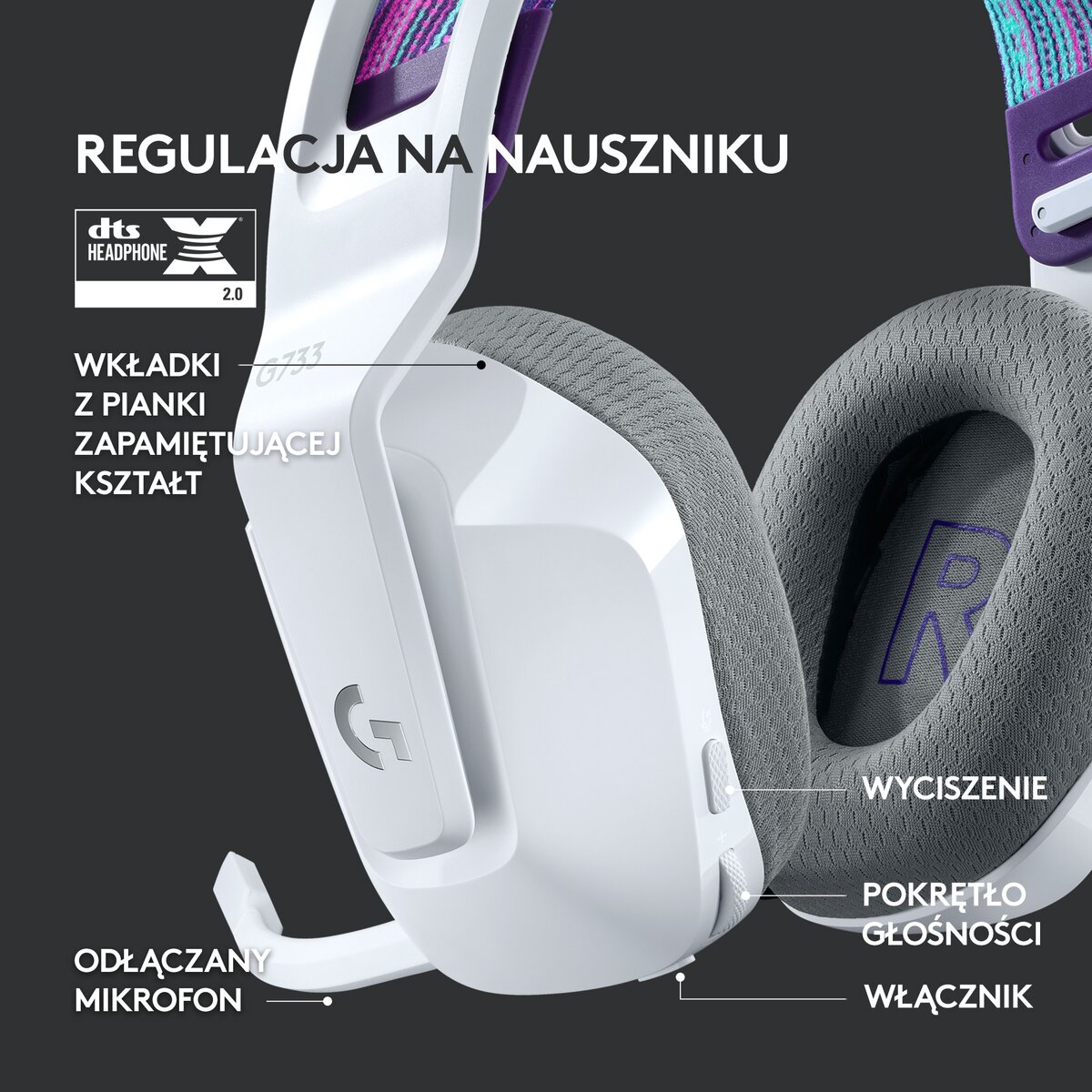 Słuchawki LOGITECH G733 Lightspeed Biały cena, opinie, dane techniczne ...
