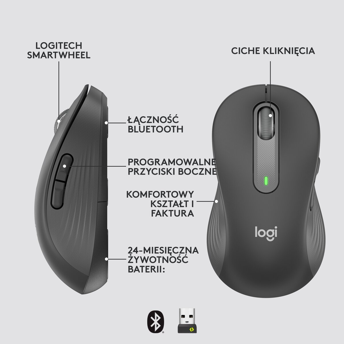 Mysz LOGITECH Signature M650 L dla leworęcznych Grafitowy cena, opinie ...